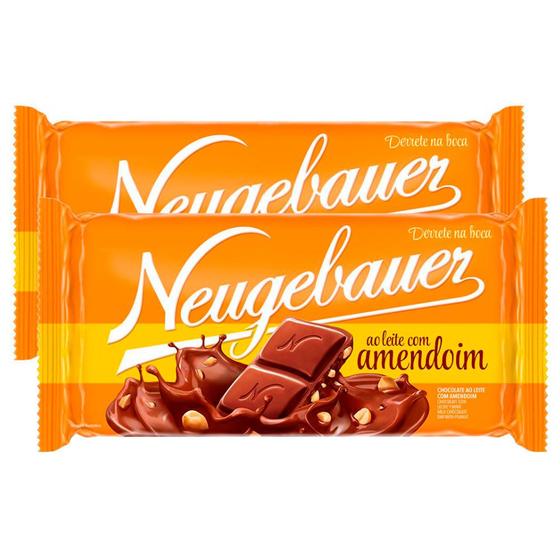 Kit 2 Chocolate Neugebauer Ao Leite com Amendoim 90g Kit com duas unidades - Chocolate / Barra ...