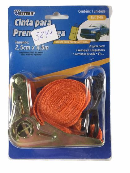 Kit 2 cinta fita para prender carga 2,5cm x 4,5 metros catraca e gancho ...