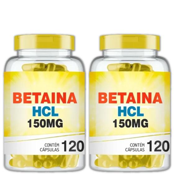 Kit 2 Cloridrato De Betaína HCL 150mg 120 Cápsulas - Extra Formulas ...