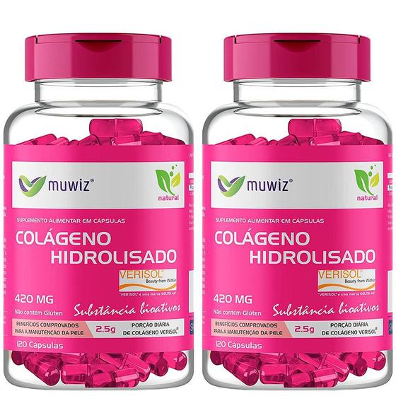 Kit 2 Colágeno Verisol Peptídeo Bioativo 120 Cápsulas Muwiz - Colágeno ...
