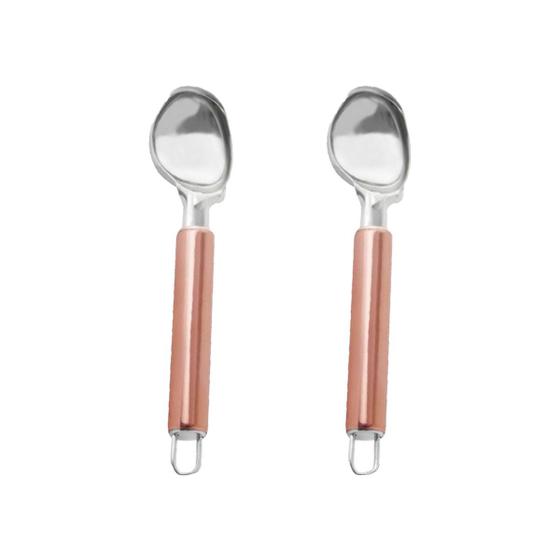 Kit 2 Colheres De Sorvete Sobremesa Aço Inox Rose Cobre 20Cm ...
