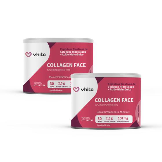 Kit 2 Collagen Face - Colágeno hidrolisado Verisol, ácido hialurônico e ...