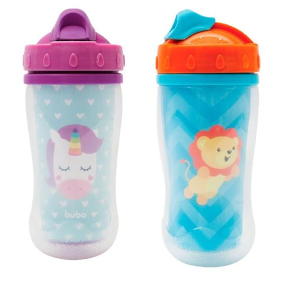 Kit 2 copos de transição infantil buba parede dupla animal fun ...