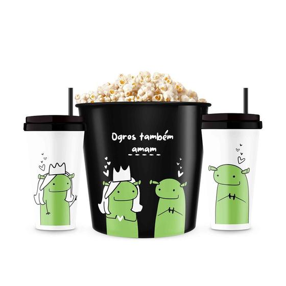 Kit 2 Copos e Balde Meme Flork Ogros Também Amam Meme Bento - Poop ...