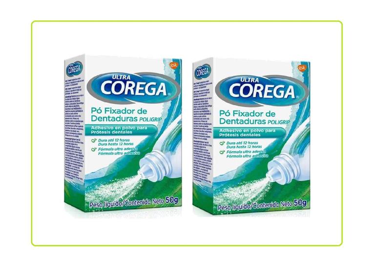 Kit 2 Corega Ultra Pó 50G Fixador Dentaduras Prótese - Glax ...