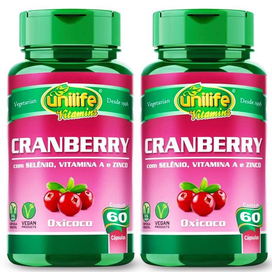 KIT 2 CRANBERRY C/ SELÊNIO e ZINCO 60 CAPS DE 500 MG UNILIFE - Vitaminas A-Z - Magazine Luiza