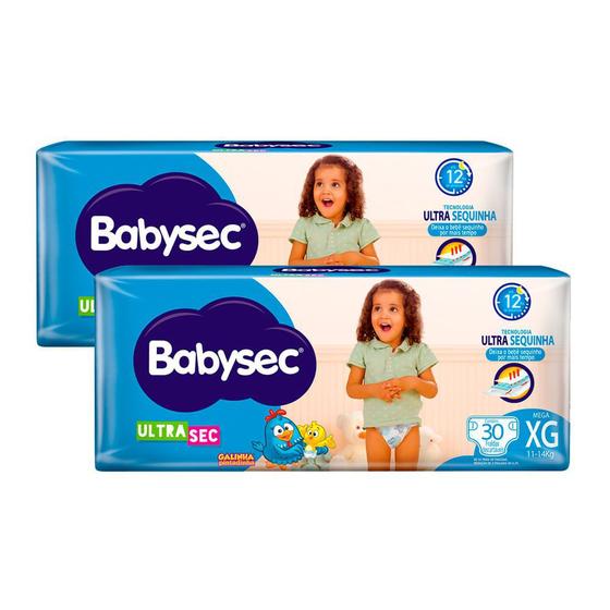 Kit 2 de Fralda Babysec Ultrasec Tamanho XG 30 Unidades cada - Fralda ...