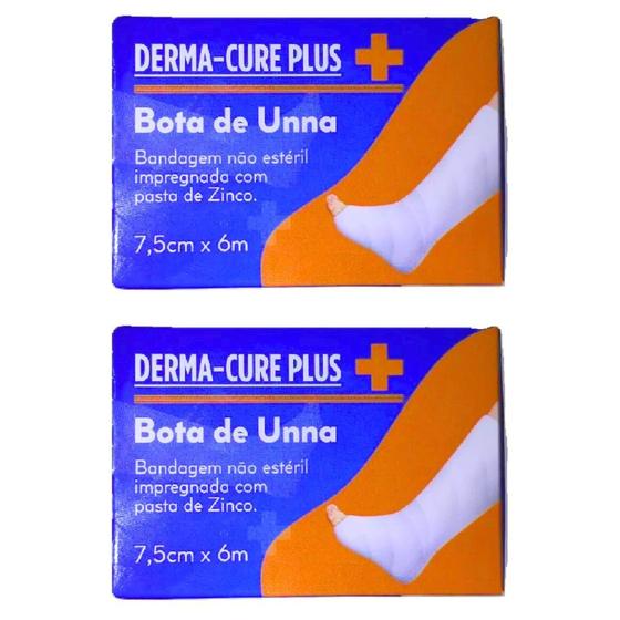 Kit 2 Derma-Cure Plus Bota de Unna Curativo 7,5cm x 6m Bandagem ...