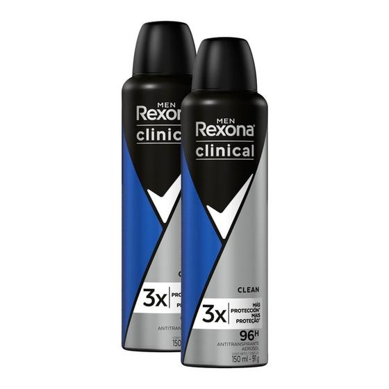 Kit 2 Desodorante Rexona Men Clinical Clean Aerosol Antitranspirante ...