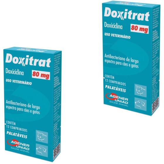 Kit 2 Doxitrat 80mg C/ 24 Comp P/ Cães Gatos Agener União - Farmácia ...
