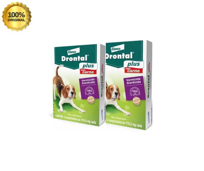 Kit 2 Drontal Plus Vermicida Sabor Carne 4cps Cães com até 10 kg Adulto ...
