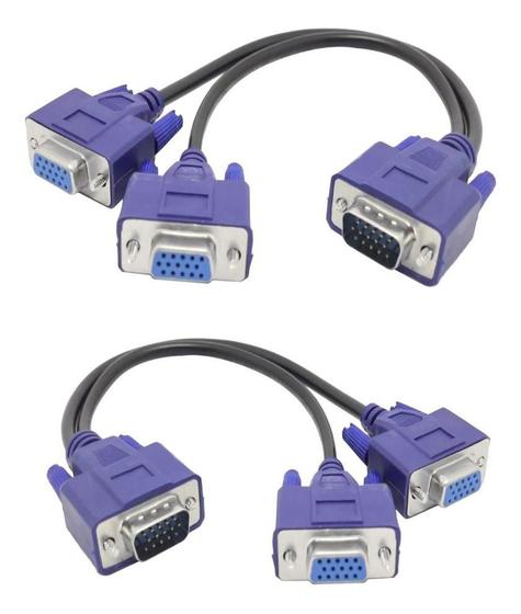 Kit 2 Duplicador Vga 1 Entrada 2 Saidas Cabo Y Vga Macho - IT BLUE ...