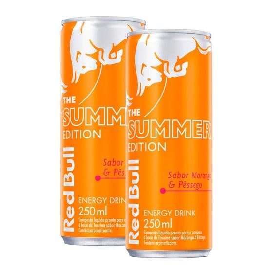 Kit 2 Energético Red Bull The Summer Edition Sabor Morango e Pêssego ...