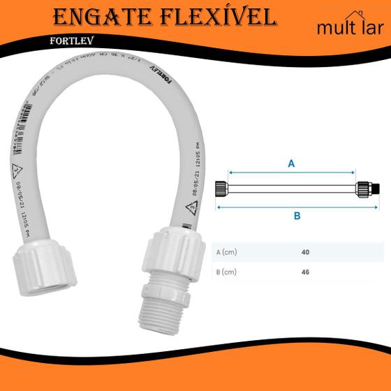 kIT 2 Engate Flexível PVC 1/2 x 50cm FORTLEV Água fria - Extensão Hidráulica - Magazine Luiza