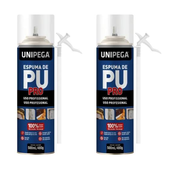 Kit 2 Espuma De Pu Profissional Unipega 500ml/480g - Espuma Expansiva - Magazine Luiza