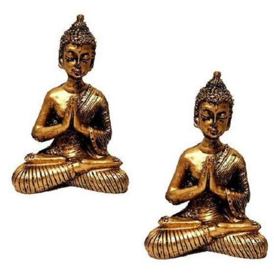 Kit 2 Estátuas Mini Buda Hindu Resina Dourado Atacado 8,5cm - Despertar ...