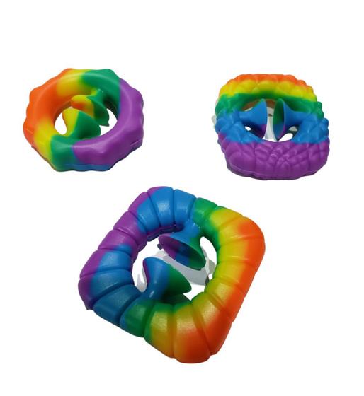 Kit 2 Fidget Snapper Sensorial Anti Stress Pop It Apertar Anel Hand ...