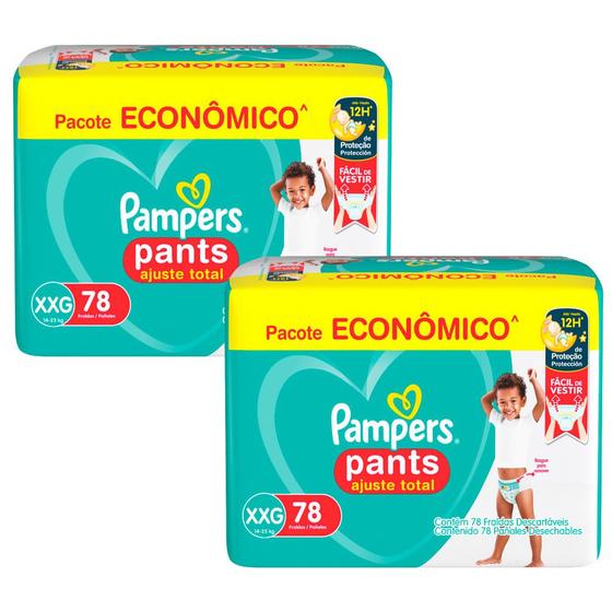 Kit 2 Fralda Pampers Pants Ajuste Total Tamanho XG com 86 Fraldas ...