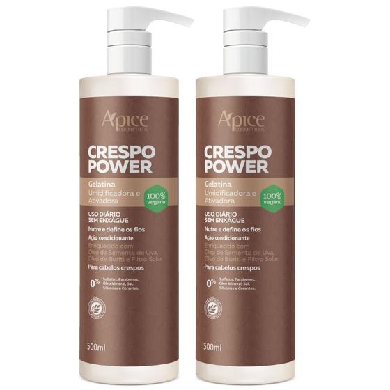 Kit 2 Gelatina Ativadora Apse Apice Crespo Power Umidificadora Cabelo Profissional Vegano 500ml ...