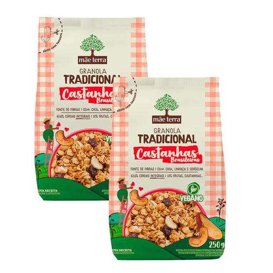 Kit 2 Granola Mãe Terra Tradicional com Castanhas e Mel 250g - Mae Terra - Granola - Magazine Luiza