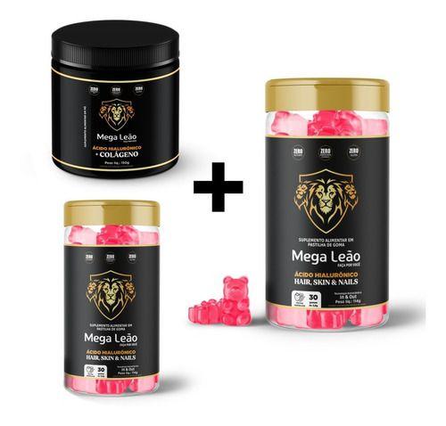 Kit 2 Gummy + 1 Shake Colágeno - Mega Leão Cabelo Pele Unha - Nutricosméticos - Magazine Luiza