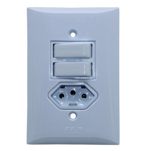 Kit 2 Interruptores Simples + 1 Tomada 10A 3P Flp Paris - Espelho ...