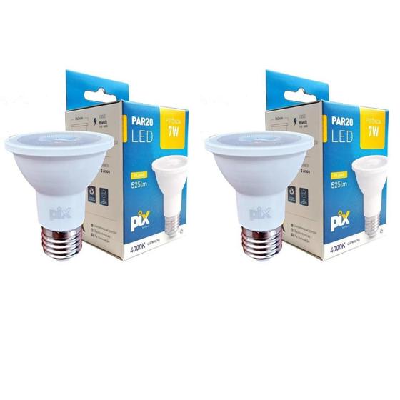 Kit 2 Lampada Par 20 Led 7W 4000K Pix - Branco Neutro - Pix Iluminação ...
