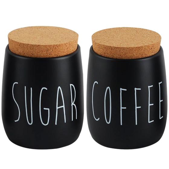 Kit 2 Latas Porta Condimentos Sugar e Coffee 850ml Potes para Açúcar e ...