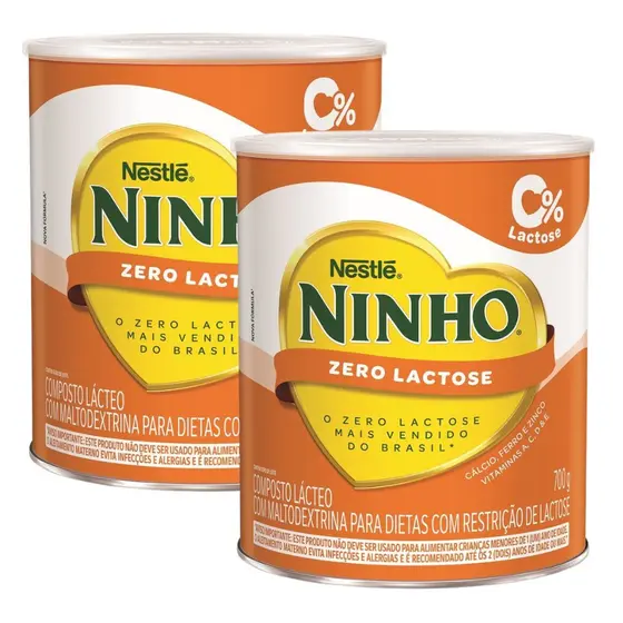 Kit 2 Leite em Pó NINHO Zero Lactose Lata 700g - Leite em Pó - Magazine ...