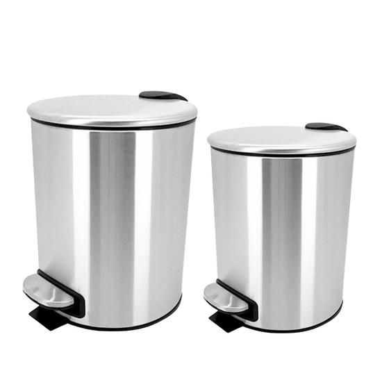 Kit 2 Lixeiras Cesto De Lixo Inox Banheiro Cozinha 5 e 12 Litros Balde ...