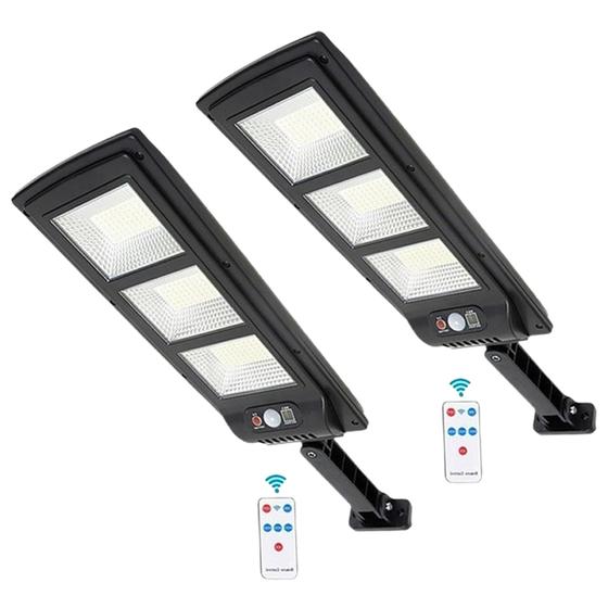Kit 2 Luminária Solar 300w Poste Refletor Led Potente Controle Remoto ...