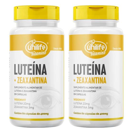Kit 2 Luteína 20mg + Zeaxantina 3mg 60 Cápsulas - Unilife Vitamins ...