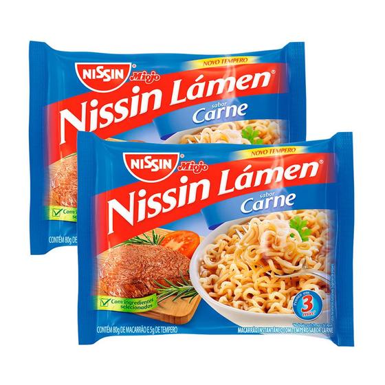 Kit 2 Macarrão Instantâneo Nissin Lámen Sabor Carne 85g - Macarrão ...