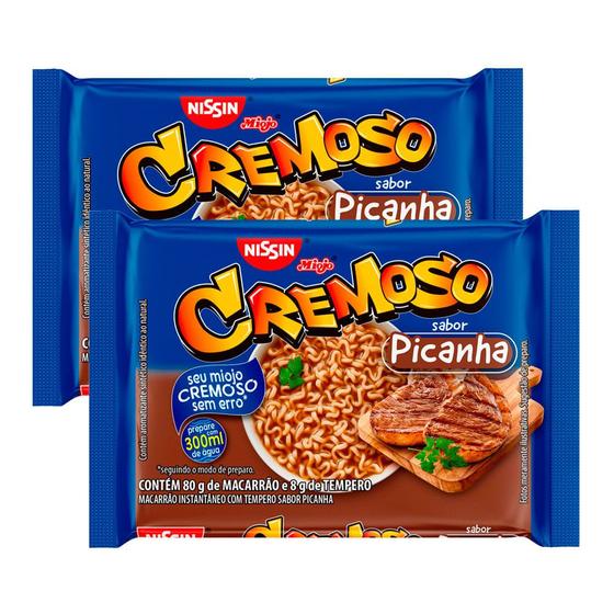 Kit 2 Macarrão Instantâneo Nissin Miojo Cremoso Sabor Picanha 80g ...
