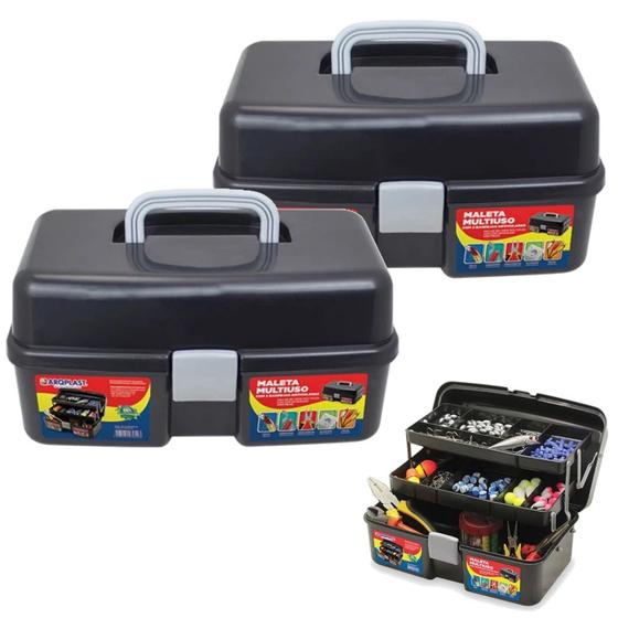Kit 2 Maletas Multiuso para Ferramentas com 2 Bandejas Articuladas ...