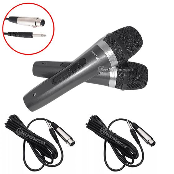 Kit 2 Microfones Dinâmico Profissional Com Fio X Cabo 4 Metros Para ...