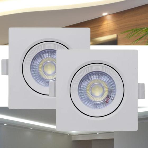 Kit 2 Mini Luminária Led Spot SMD Quadrado De 3w (Branco) De Teto Com ...
