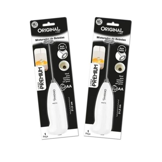 Kit 2 Mini Mixer Portátil Misturador De Bebidas Branco Inox - Original ...