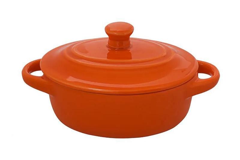 Kit 2 Mini Panela Caçarola Cocotte Oval Porcelana Laranja - Hauskraft ...