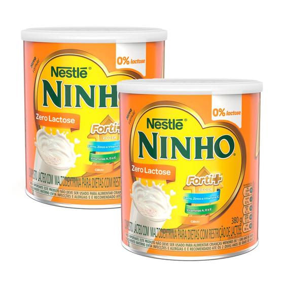 Kit 2 Ninho Zero Lactose Forti+ Lata 380g - Composto Lácteo - Magazine ...