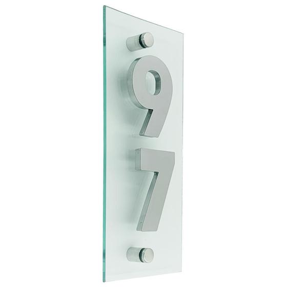 Kit 2 Números Inox 12Cm Com Placa De Vidro Incolor Vertical - Takinox ...