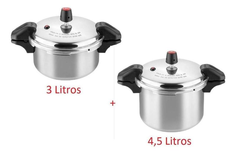 Kit 2 Panelas Pressão Fech Externo 3 E 4,5 Litros Polida - EIRILAR ...