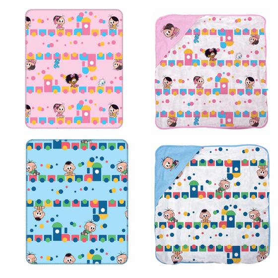 Kit 2 peças Enxoval de bebê Turma da Monica 1 Cobertor Flanelado 1 ...