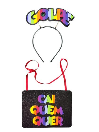 Kit 2 Peças Tiara e Placa de Carnaval Golpe EVA Colorido EVA Vivarte ...