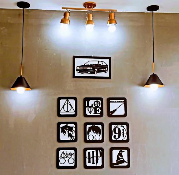 kit 2 pendentes Binden Preto Fosco com Interior Dourado - RRJV NEGOCIOS ...