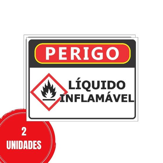 Kit 2 Placa Perigo Liquido Inflamável 20x15cm - Personalize - Placa de ...