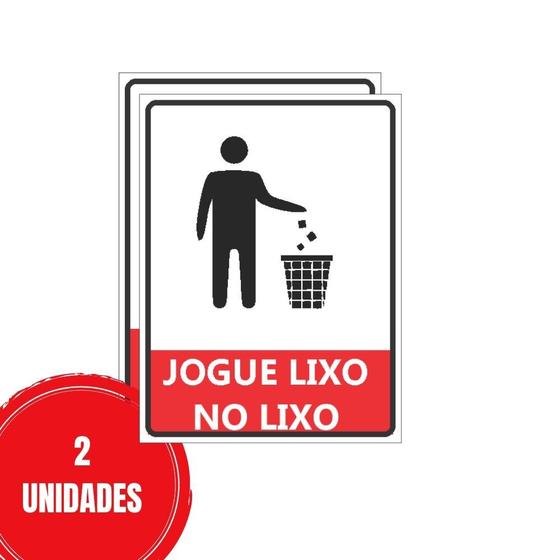 Kit 2 Placa Sinalização Lixo no Lixo 20x15cm - Personalize - Placa de ...