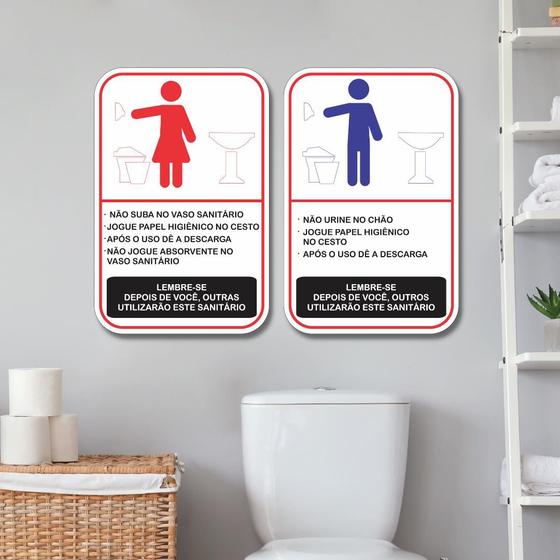 Kit 2 Placas de Sinalização Regras Banheiro Wc 20x13 cm - Art Print ...