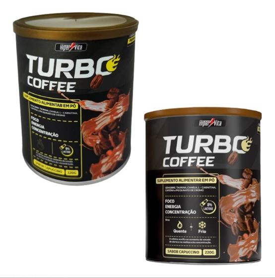 Kit 2 Potes Energético Turbo Coffee Hipervita Suplemento 220g Foco ...