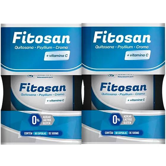 Kit 2 Potes Fitosan Quitosana Psyllium Cromo Original Suplemento ...